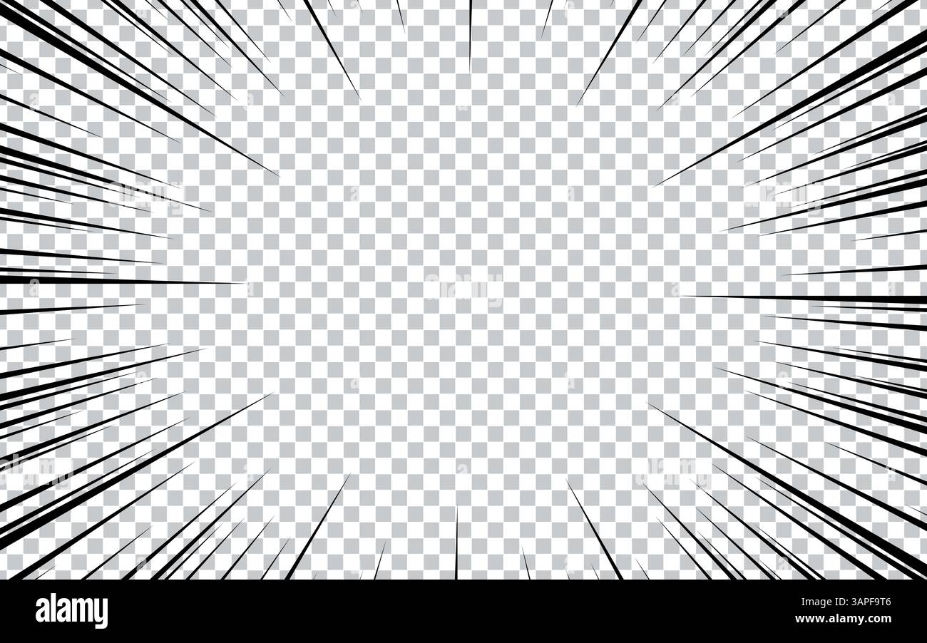 Manga comic effect background with speed ray in retro style. black ...