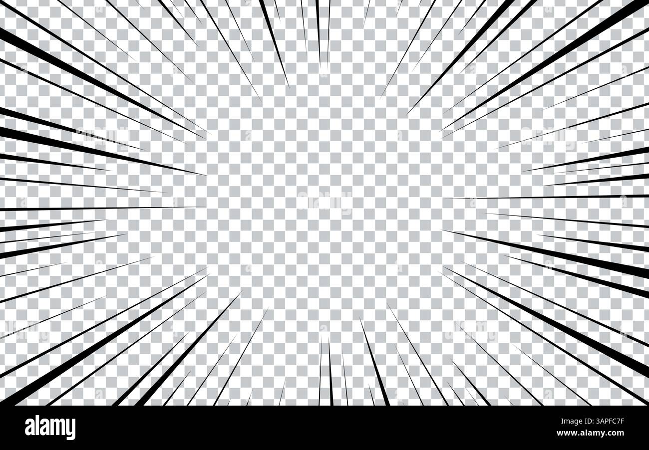 comic book and manga speed lines on transparent background. Vector ...
