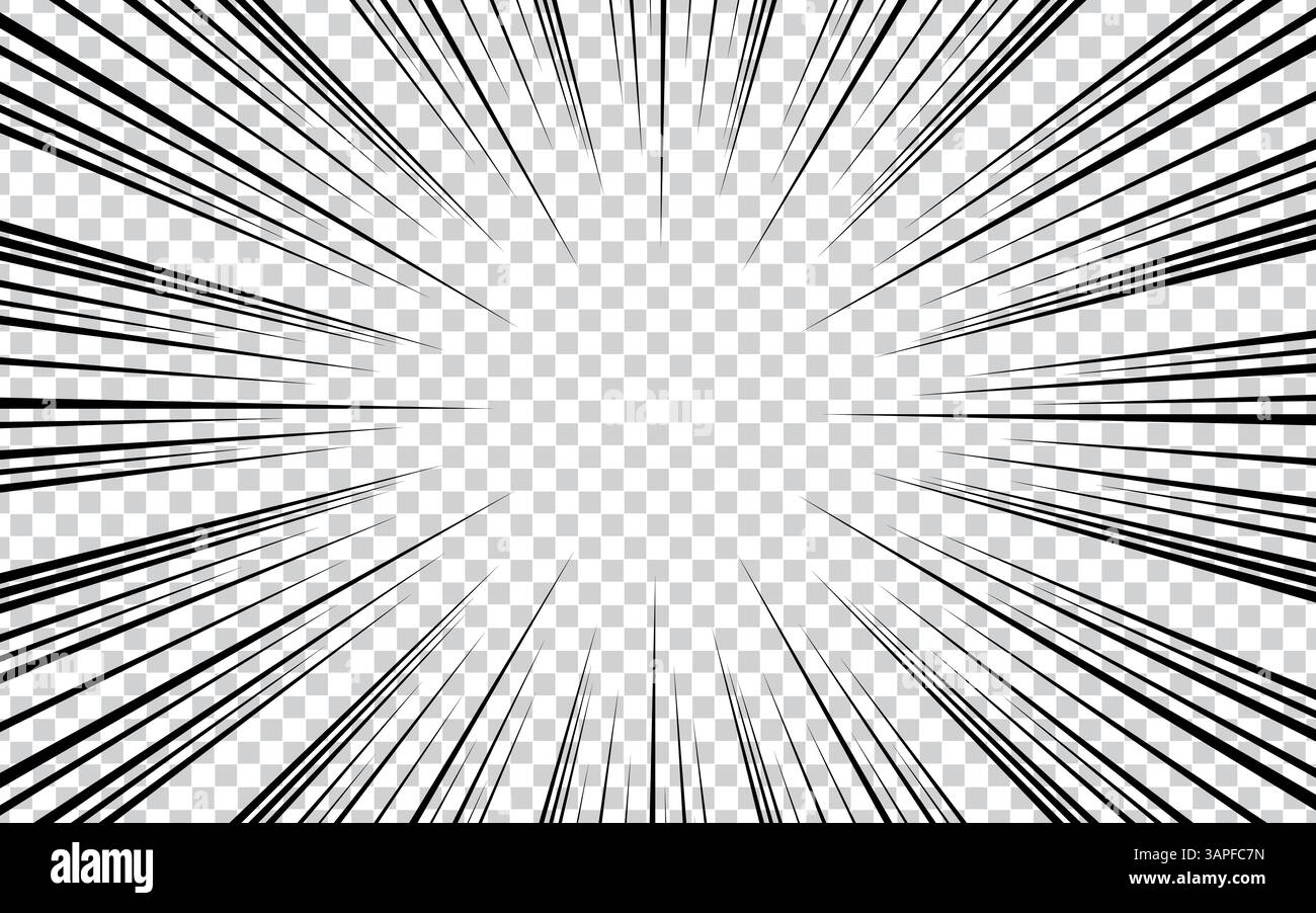 comic book and manga speed lines on transparent background. Vector ...