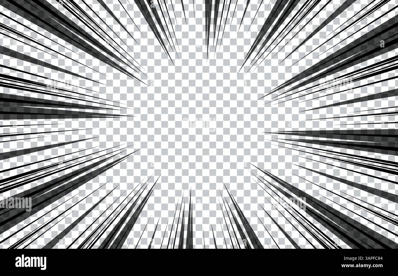comic book and manga speed lines on transparent background. Vector ...
