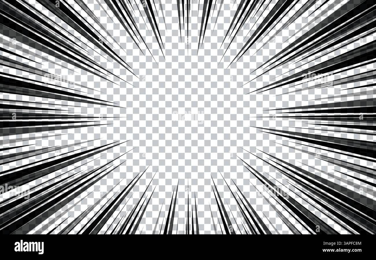 comic book and manga speed lines on transparent background. Vector ...