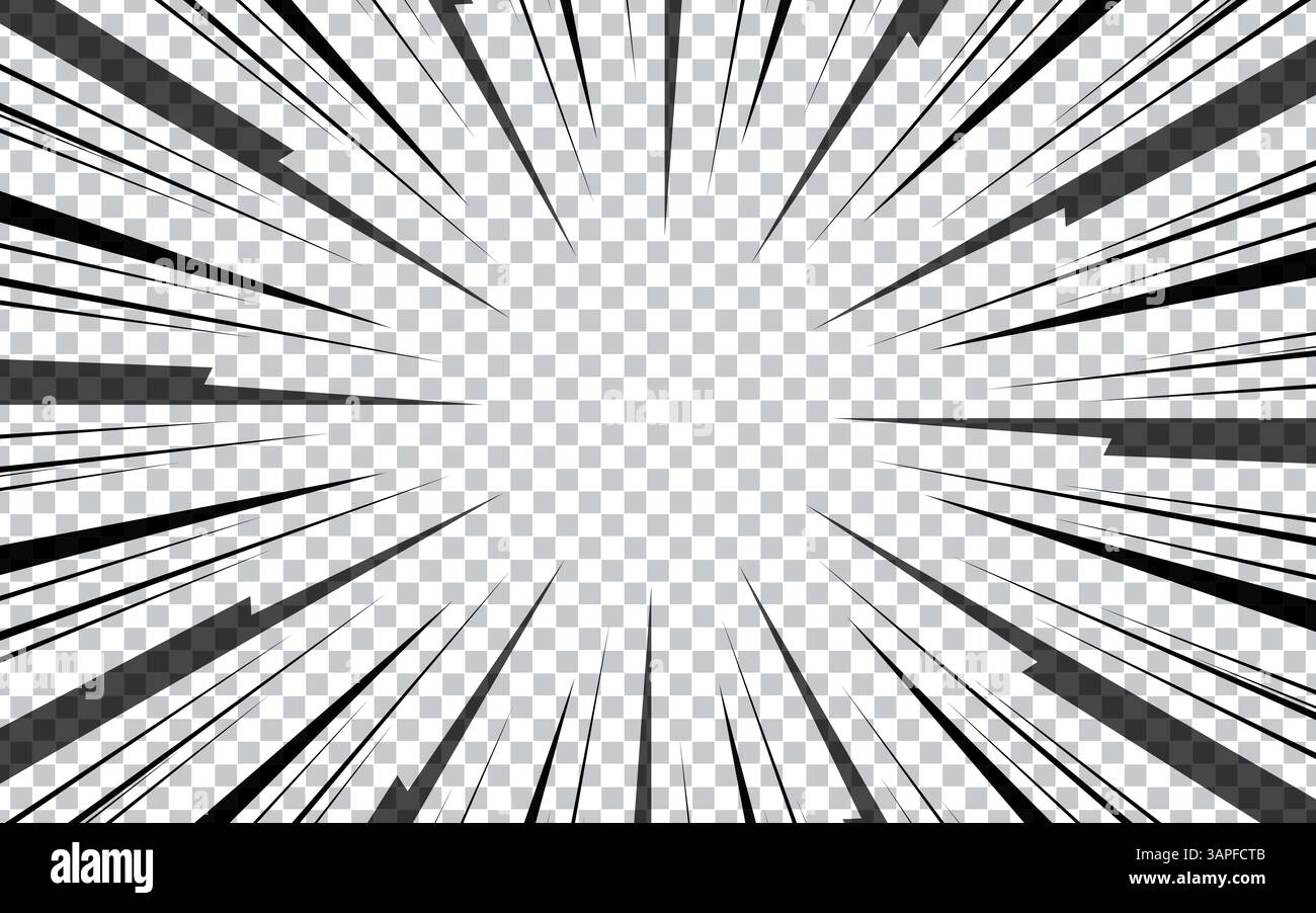 comic book and manga speed lines on transparent background. Vector ...