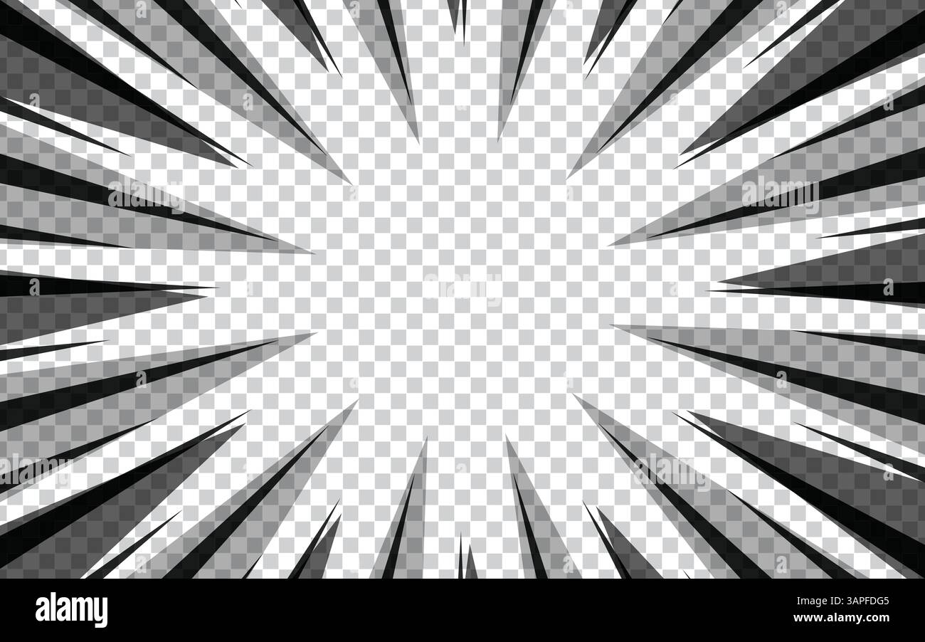comic book and manga speed lines on transparent background. Vector ...
