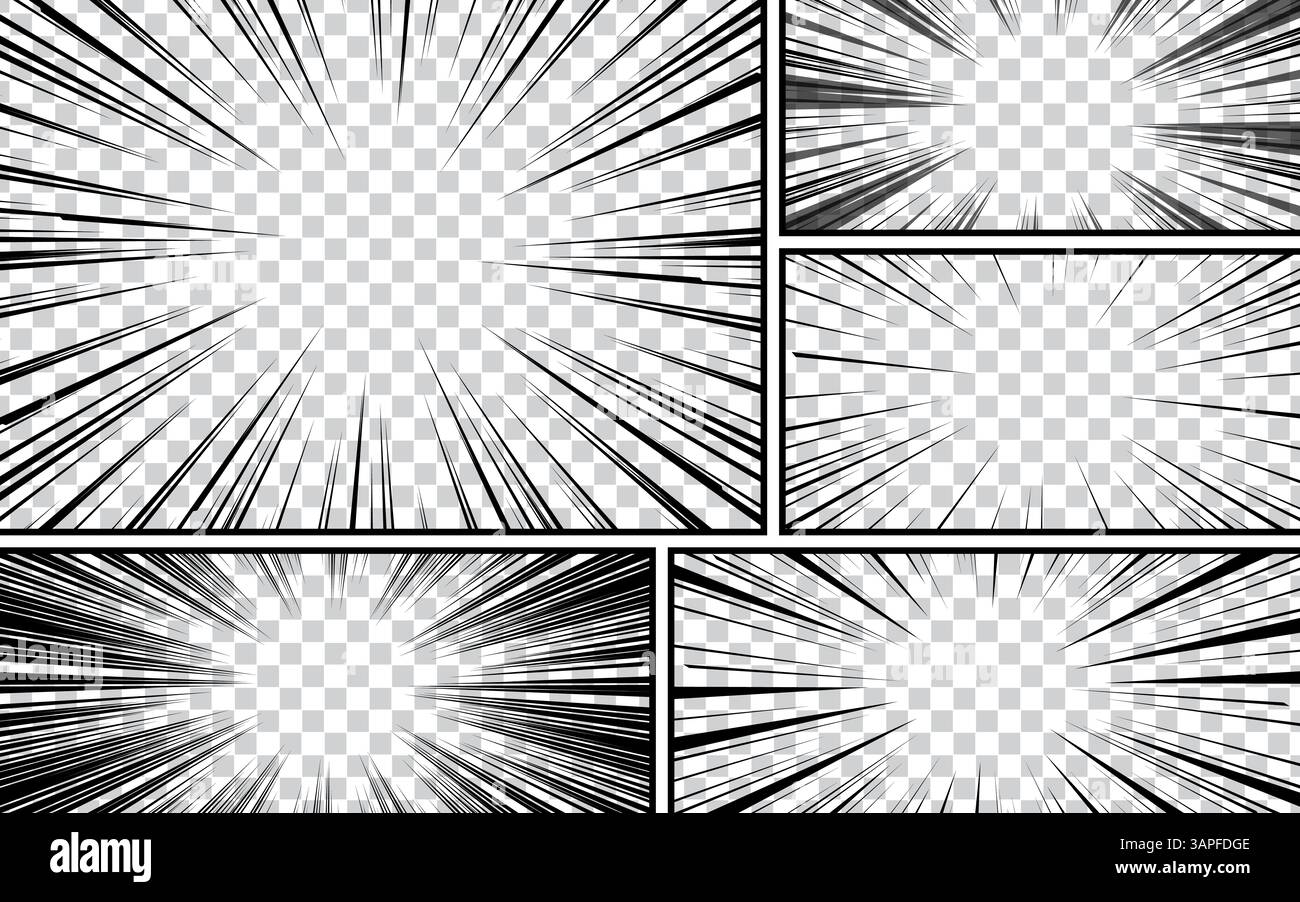 Comic book page background with radial effect, halftone. Blank template ...