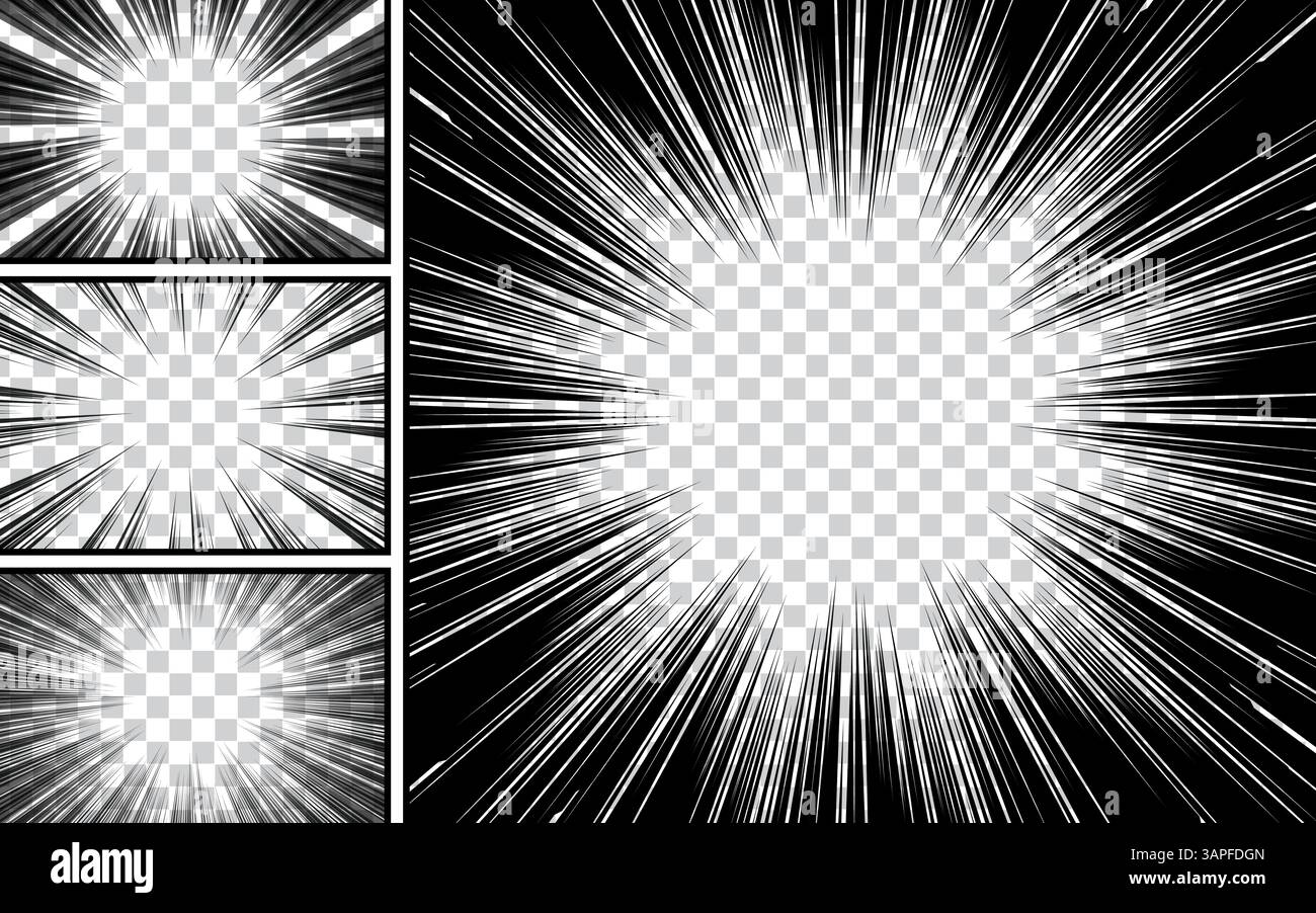 Comic book page background with radial effect, halftone. Blank template ...