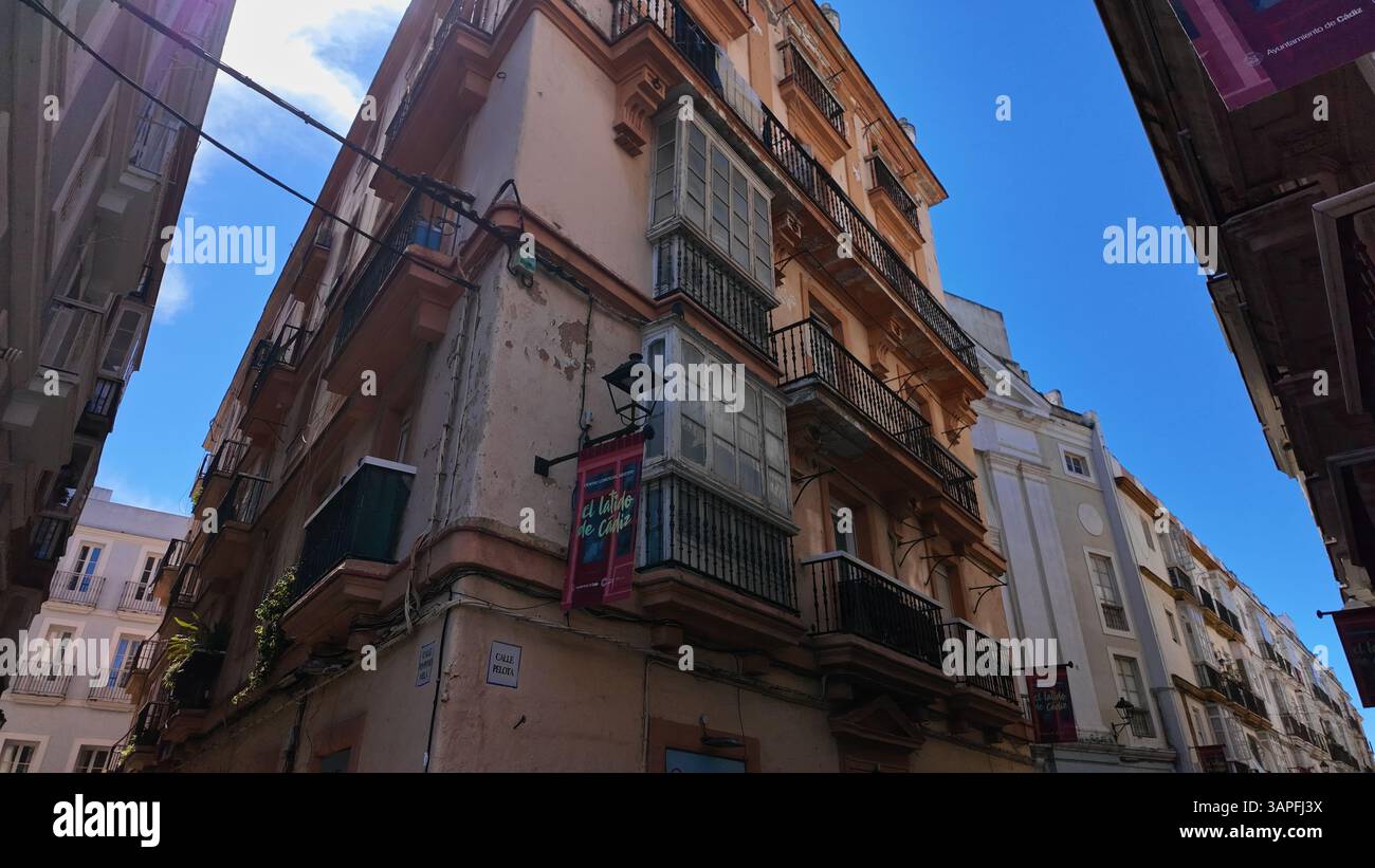 Traditional architecture of residential buildings in Cadiz, Spain ...