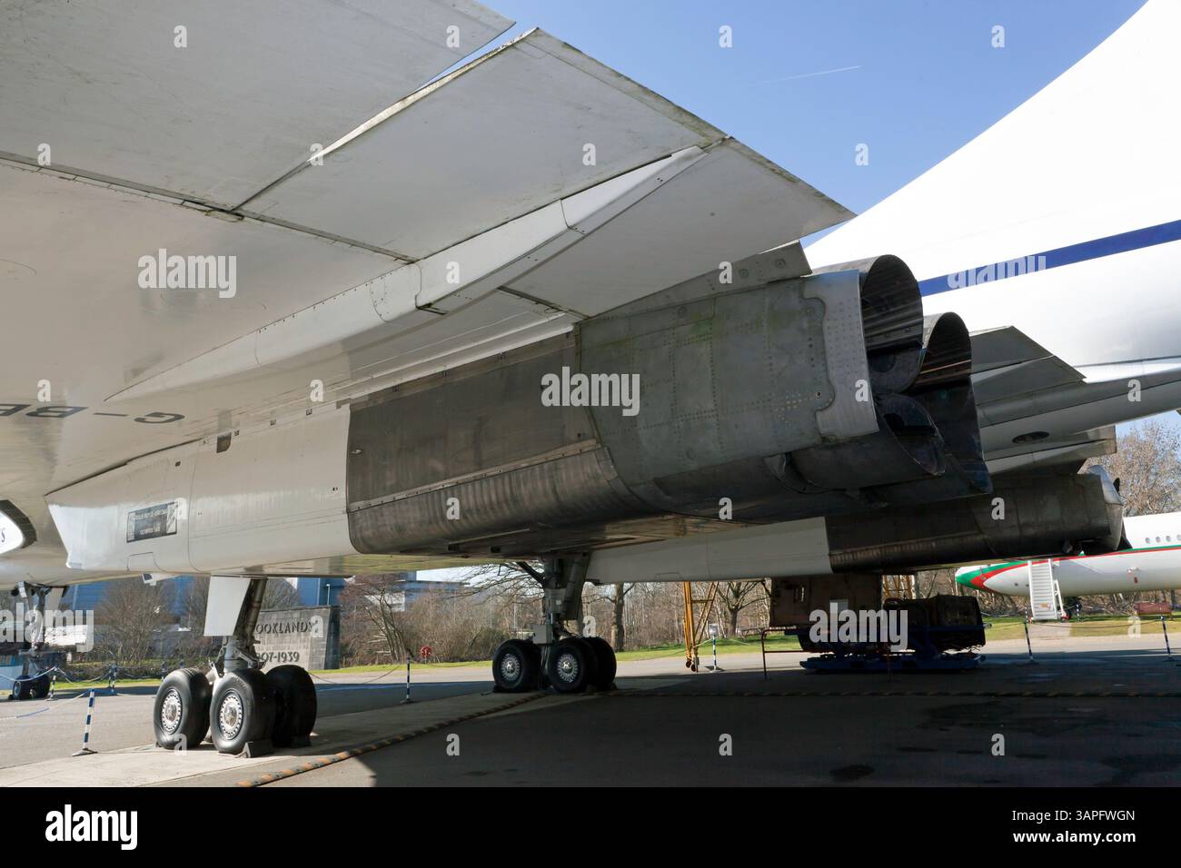 View of the rear section of Concorde G-BBDG, showing its Rolls-Royce ...