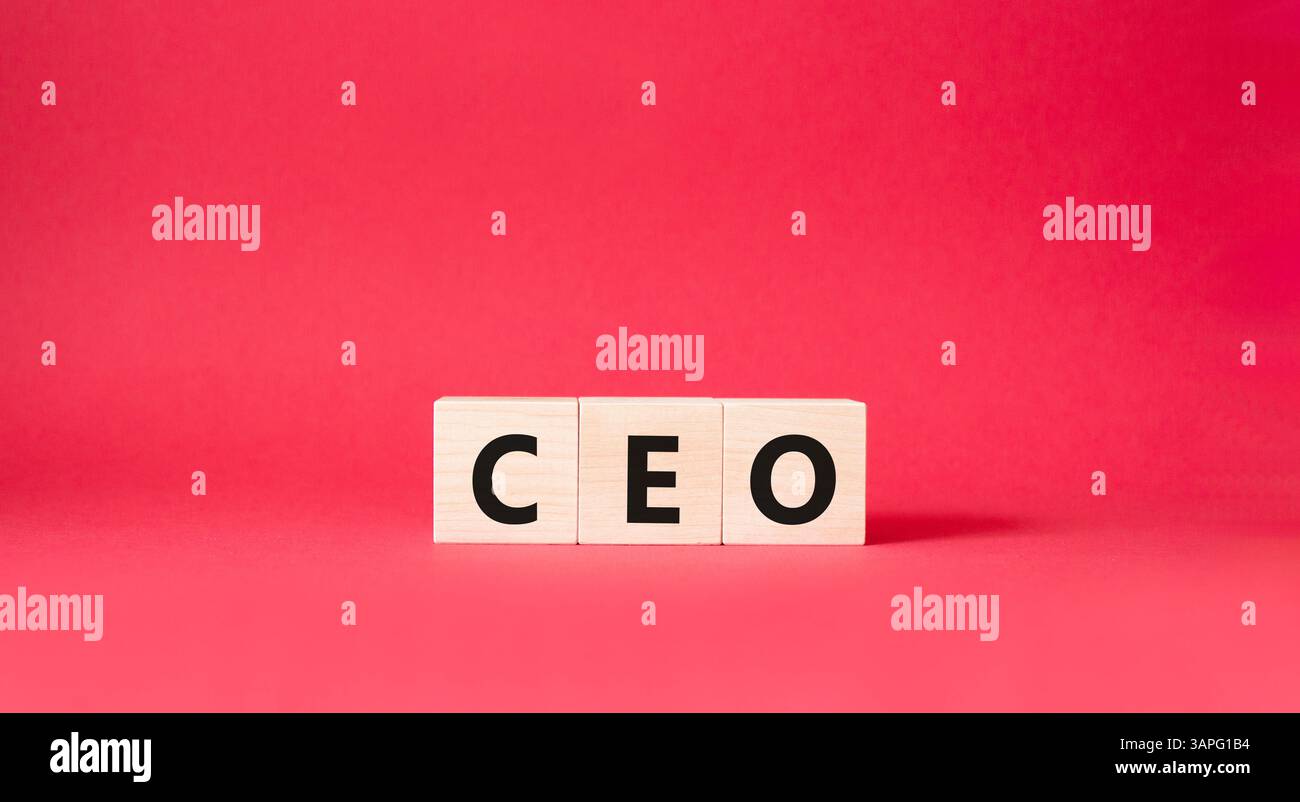 CEO symbol. Concept word CEO on wooden cubes. Beautiful red background ...