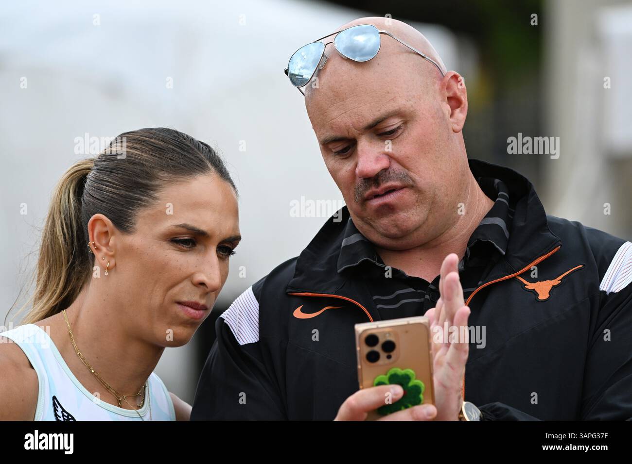 Valarie Allman (left) talks with Texas Longhorns throws coach and ...