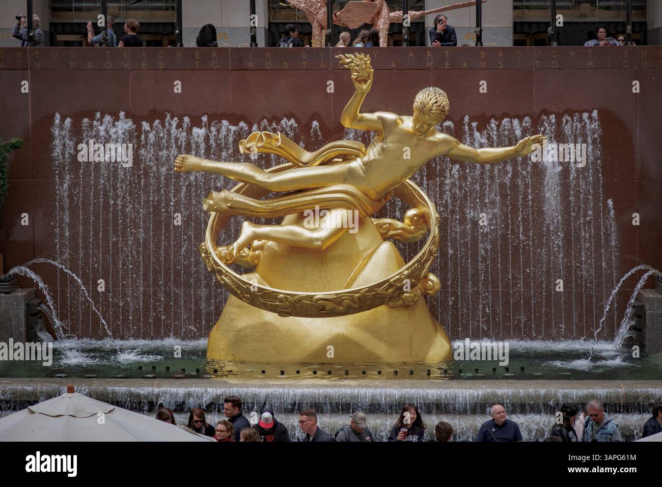 Prometheus statue in the Lower Plaza at Rockefeller Center. (Photo by ...