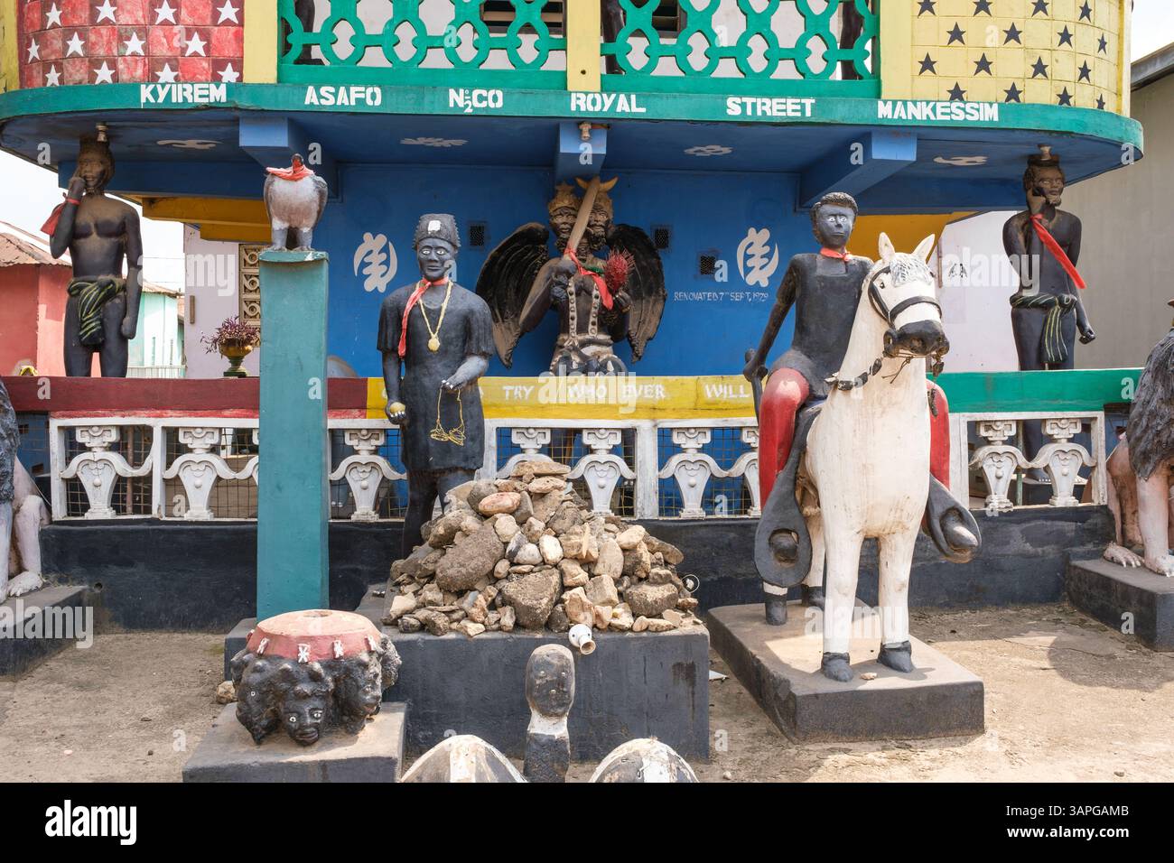 Mankessin, Ghana. Figures of a Posuban, a Traditional Shrine of the ...