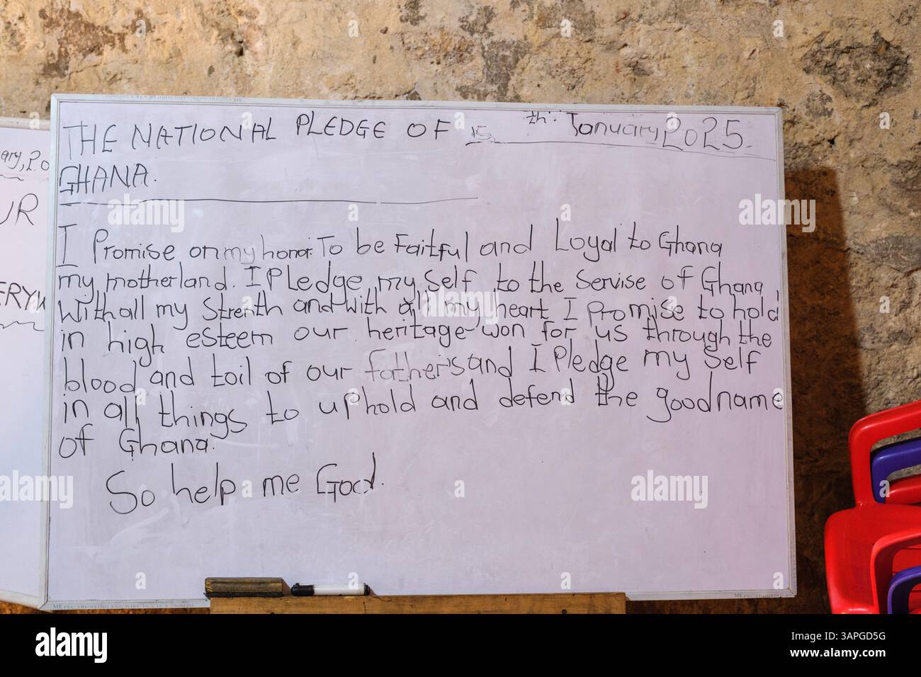 Ghana. National Pledge of Ghana, Found in a Student's Classroom at Fort ...