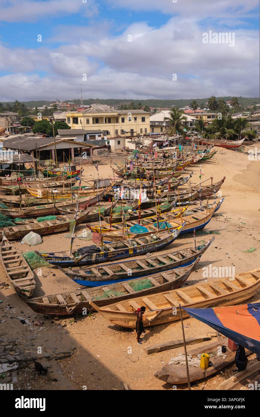 Anomabu, Ghana. Fort William, built 1753 by the British. Fishing Boats ...