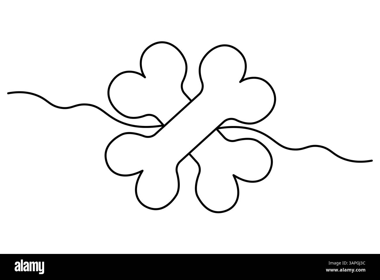 Continuous one-line drawing of a dog bone background vector ...