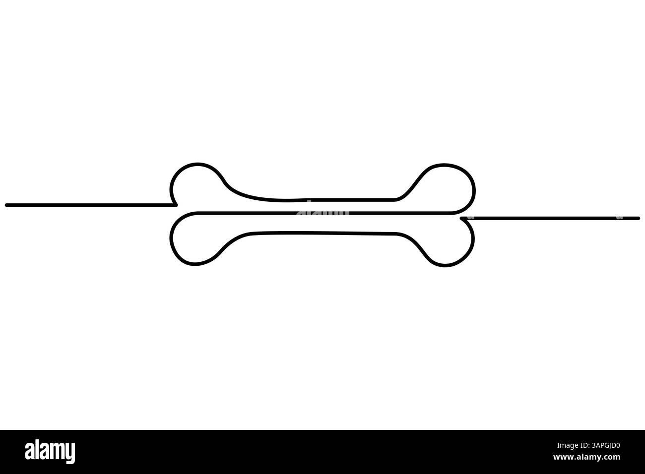 Continuous one-line drawing of a dog bone background vector ...
