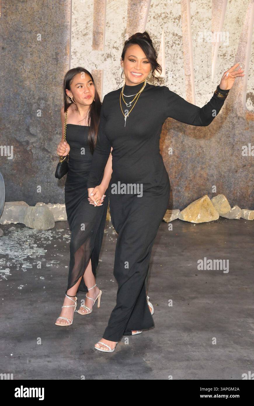London, UK. 15th Apr, 2025. Michelle Waterson-Gomez (right) and guest ...
