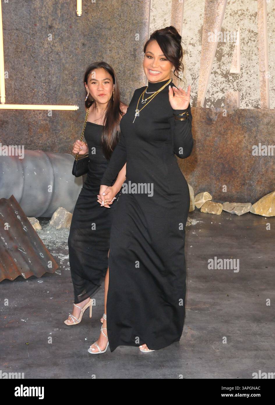 London, UK. 15th Apr, 2025. Michelle Waterson-Gomez (right) and guest ...