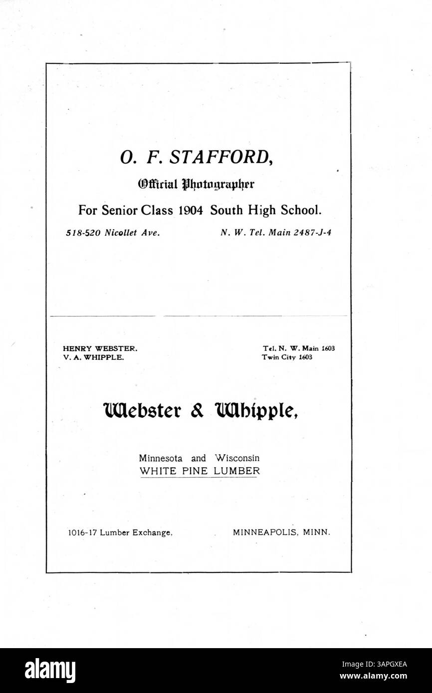 The 1904 South High School yearbook, Class Book 1904, documents the ...