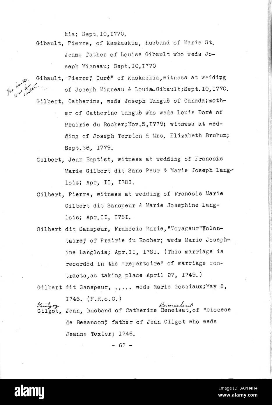 This document contains abstracts of marriage contracts from Kaskaskia ...
