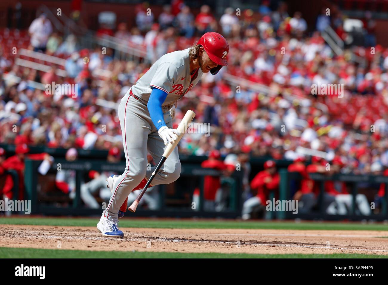 St. Louis, United States. 13th Apr, 2025. Alec Bohm #28 of the ...