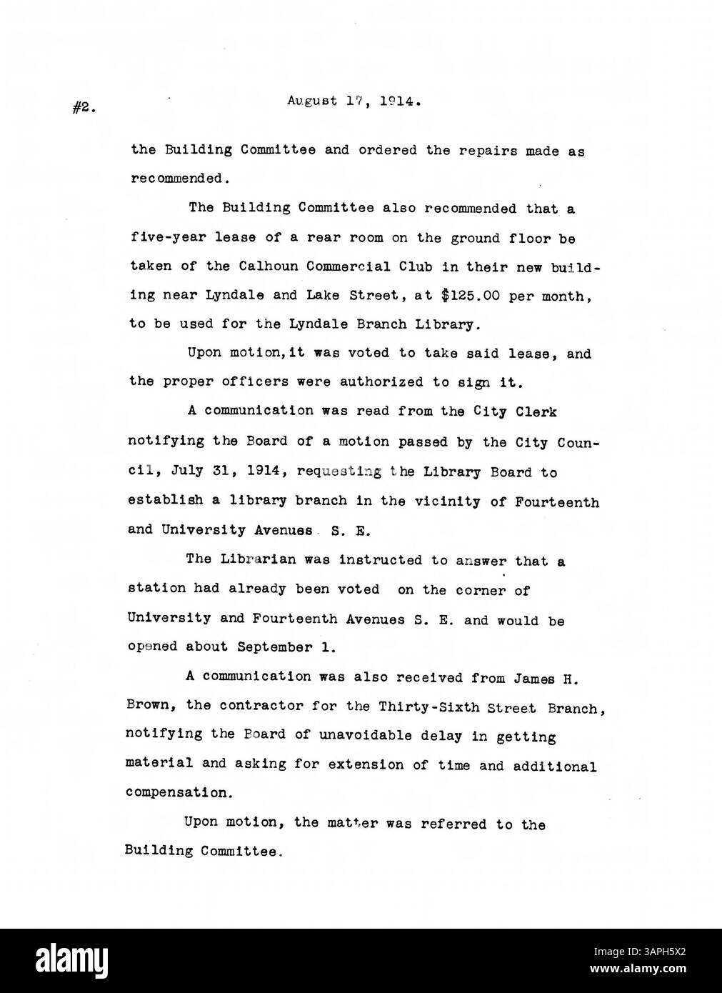 The 1914 meeting minutes of the Minneapolis Public Library Board ...