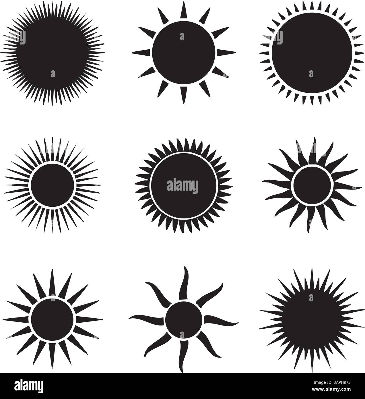 Sun Icon Set – Minimalist Vector Symbols for Weather, Nature & Energy ...