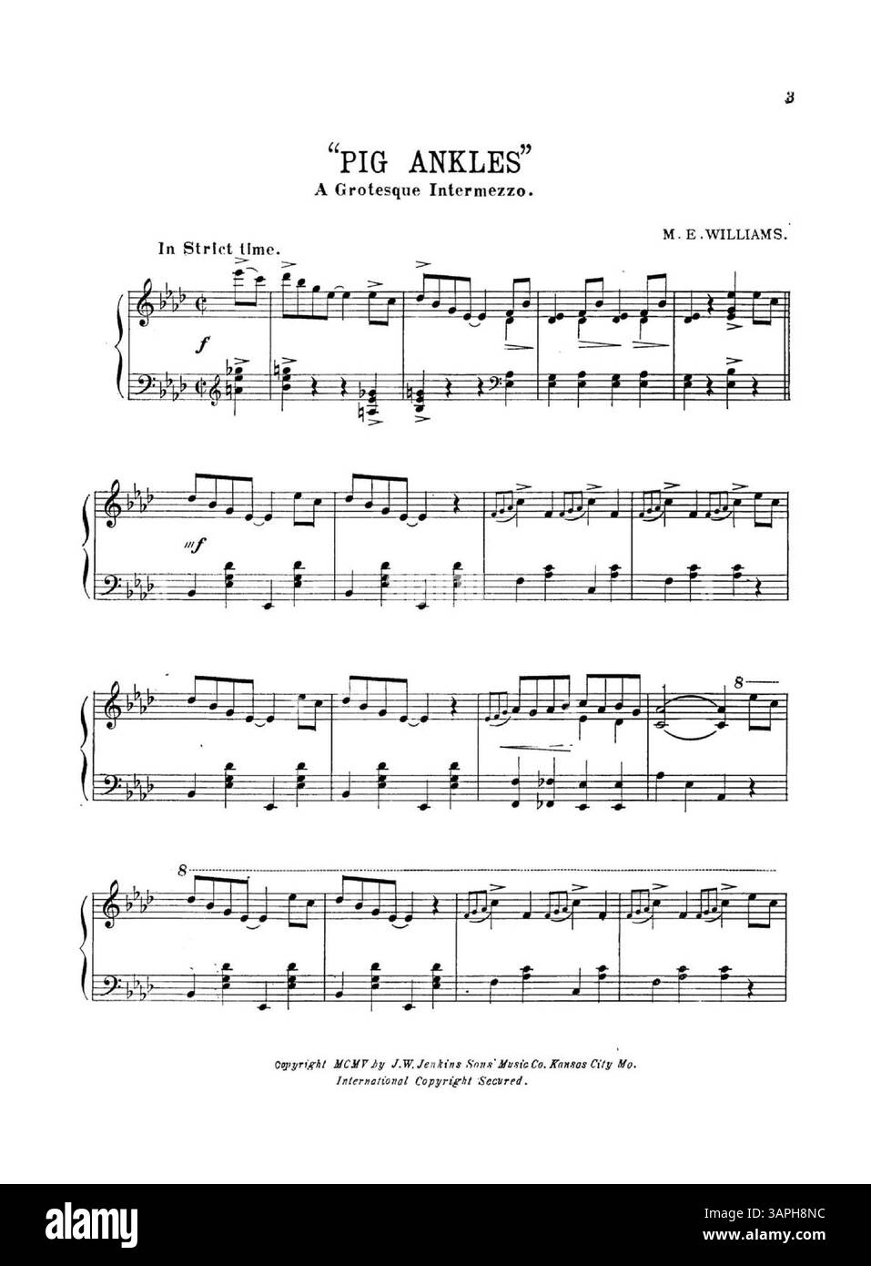 A musical piece titled 'Pig Ankles' with advertisements on the inside ...