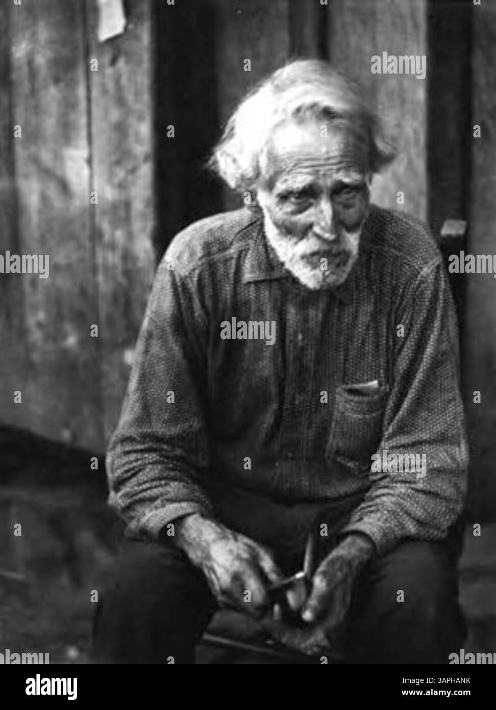 Portrait of an elderly man, identified as Nick Barton, showing his age ...