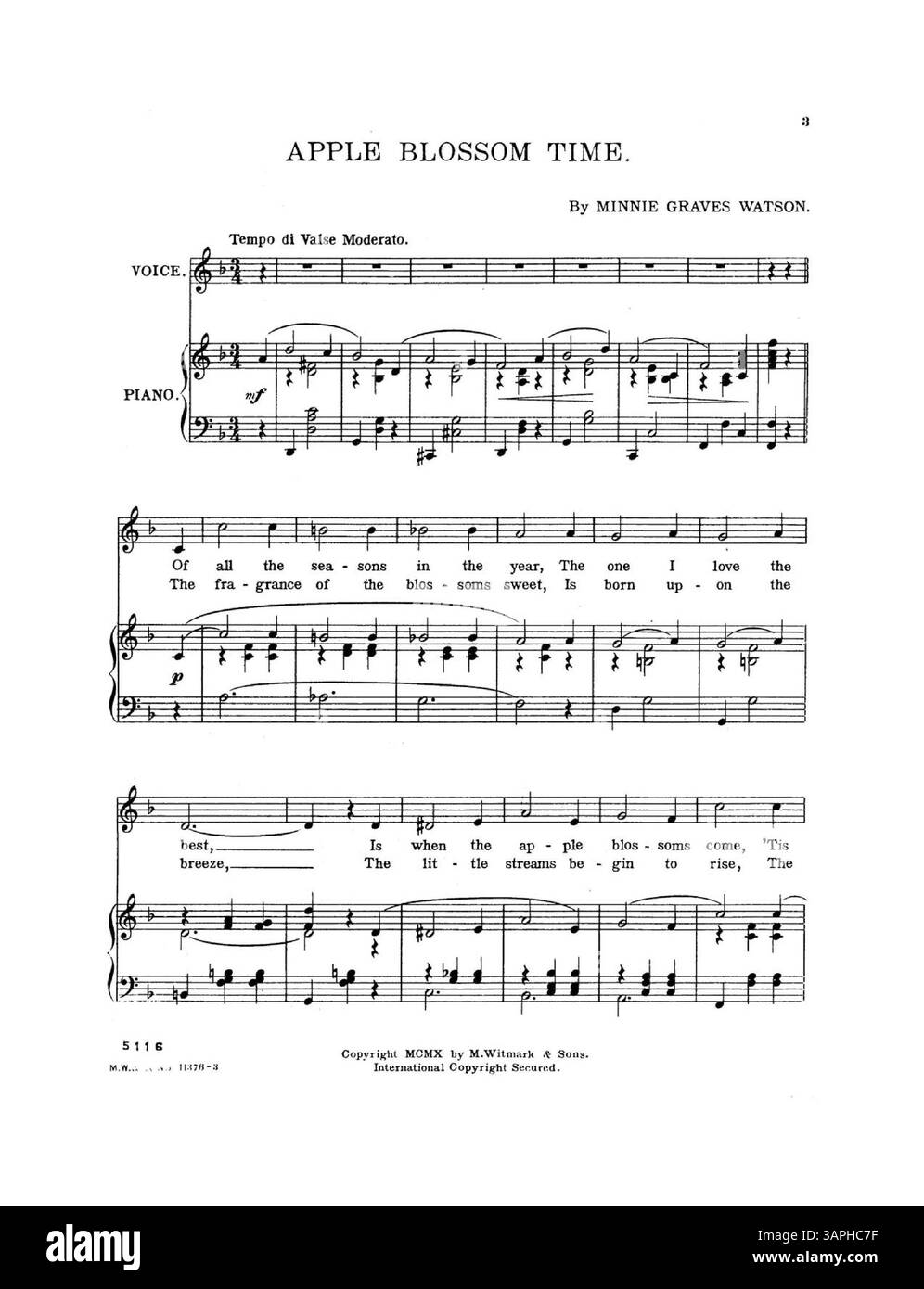 'Apple Blossom Time' features words and music by Minnie Graves Watson ...