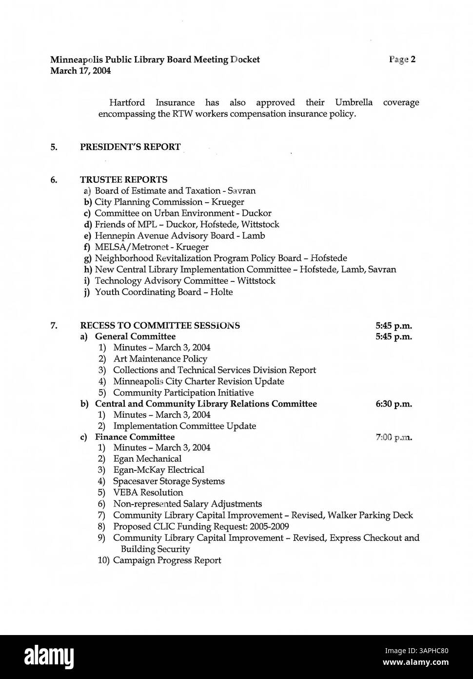 The 2004 meeting minutes from the Minneapolis Public Library Board ...