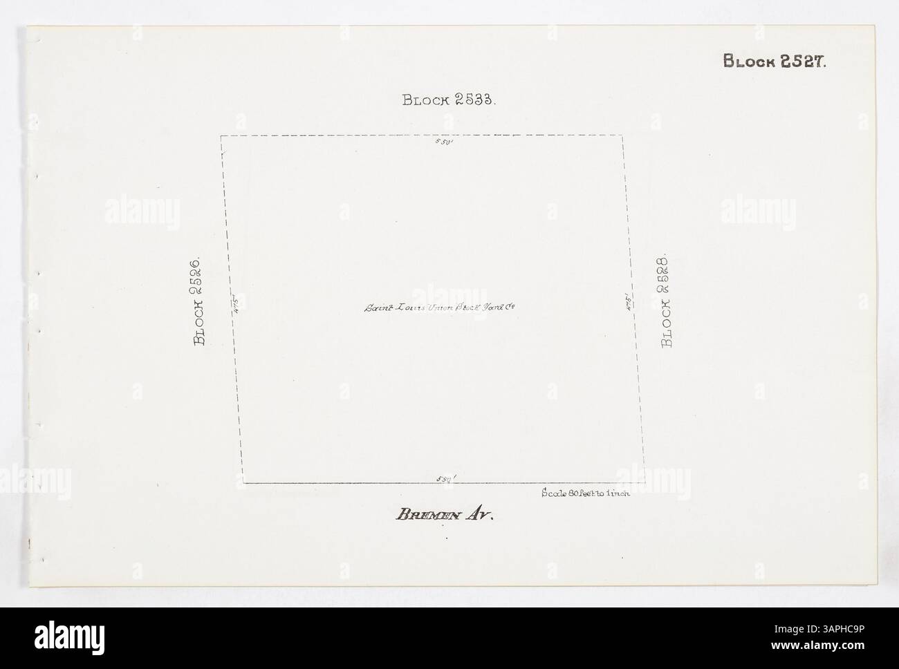 This historical document shows the land layout of Block 2530 in the ...