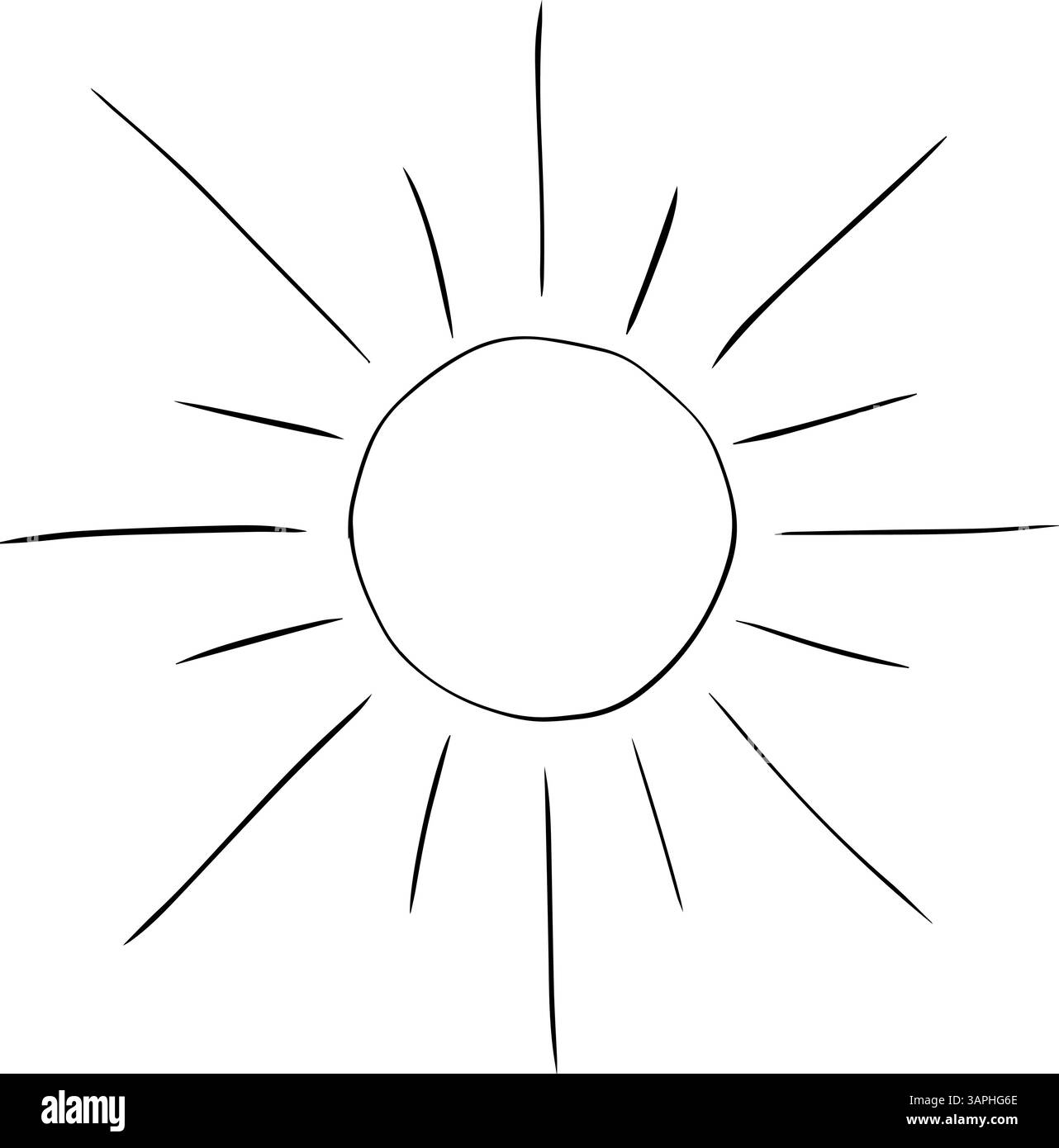 Sun hand drawn vector graphic line ink drawing. Sweet vector black and ...
