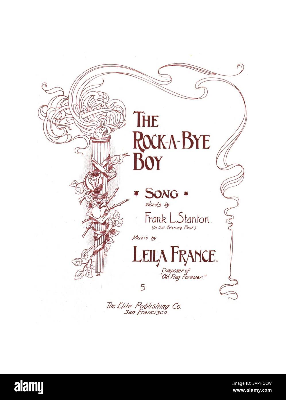 Sheet music titled 'The Rock-A-Bye Boy' with words by Frank L. Stanton ...