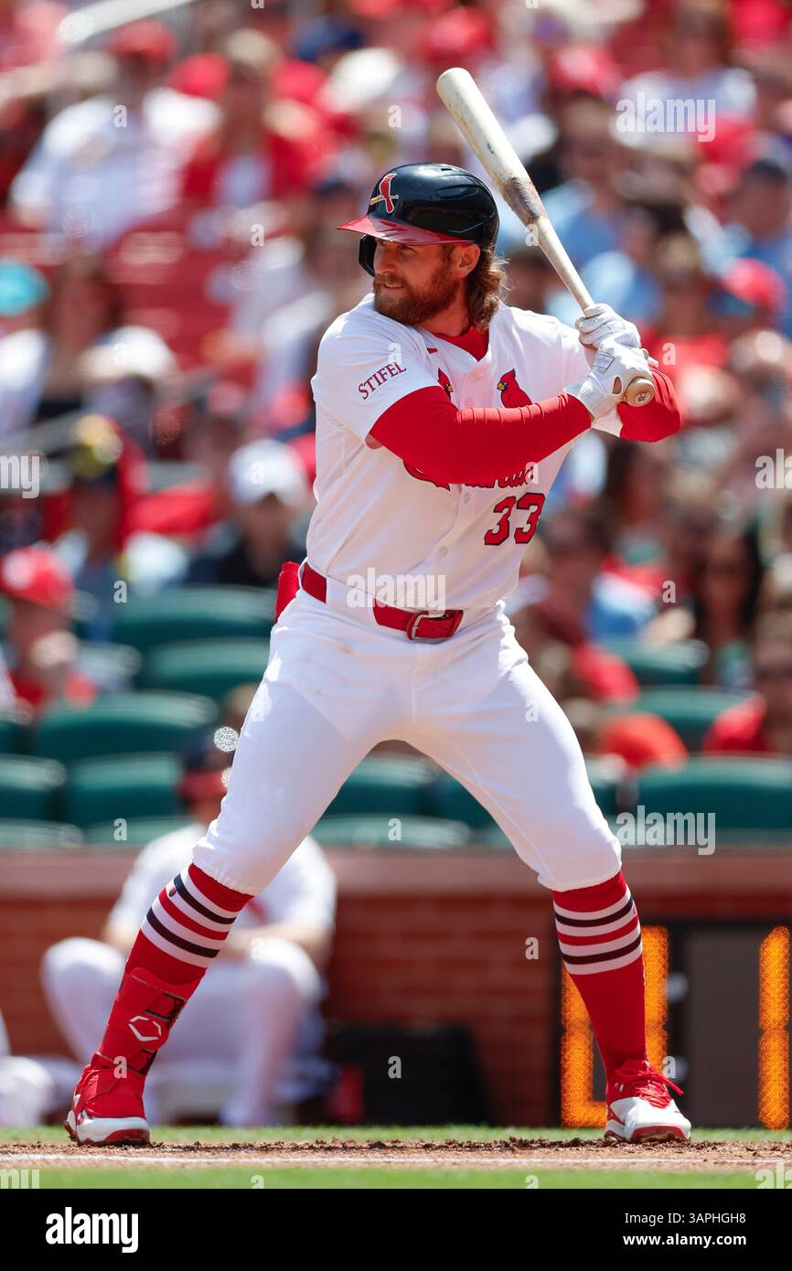 Brendan Donovan #33 of the St. Louis Cardinals waits for a pitch during ...