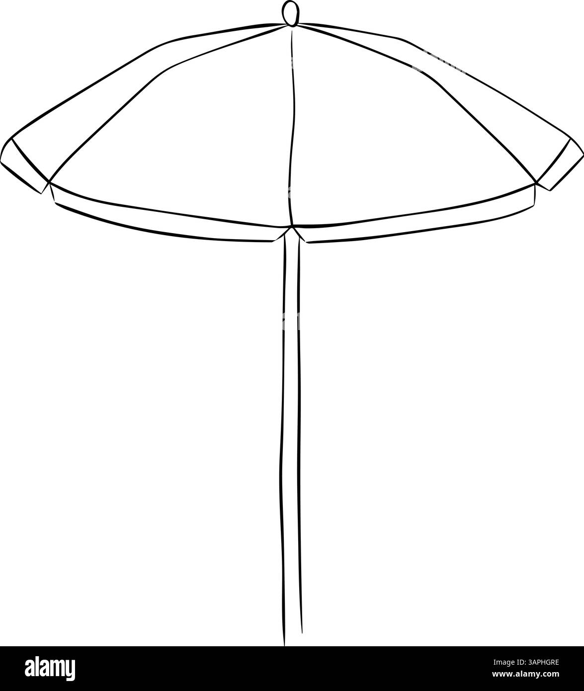 Beach umbrella graphic line ink linear icon. Vector Thin line illustration. Contour symbol ...