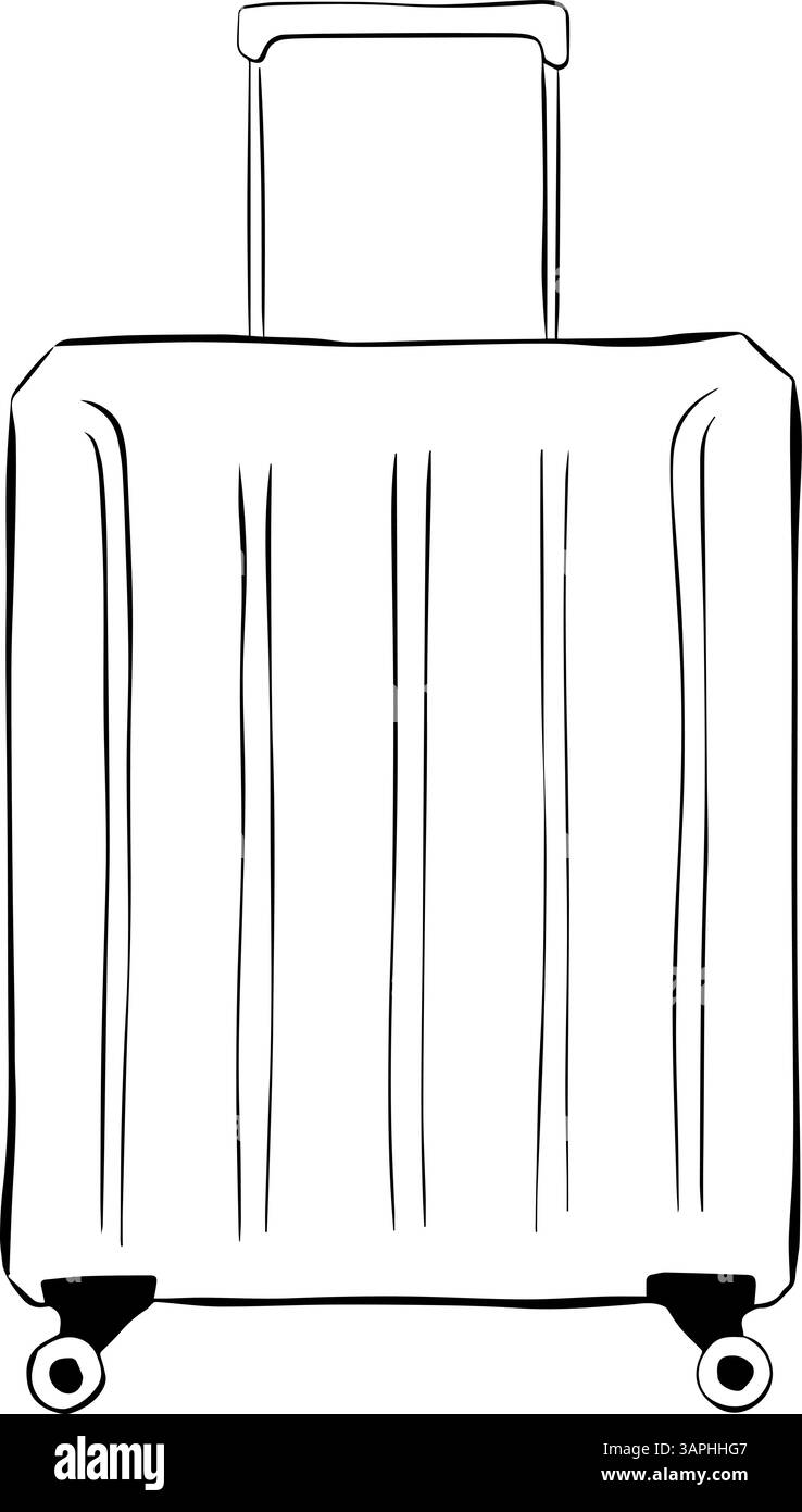 Suitcase in graphic line ink art drawing style. Vector line drawing of ...
