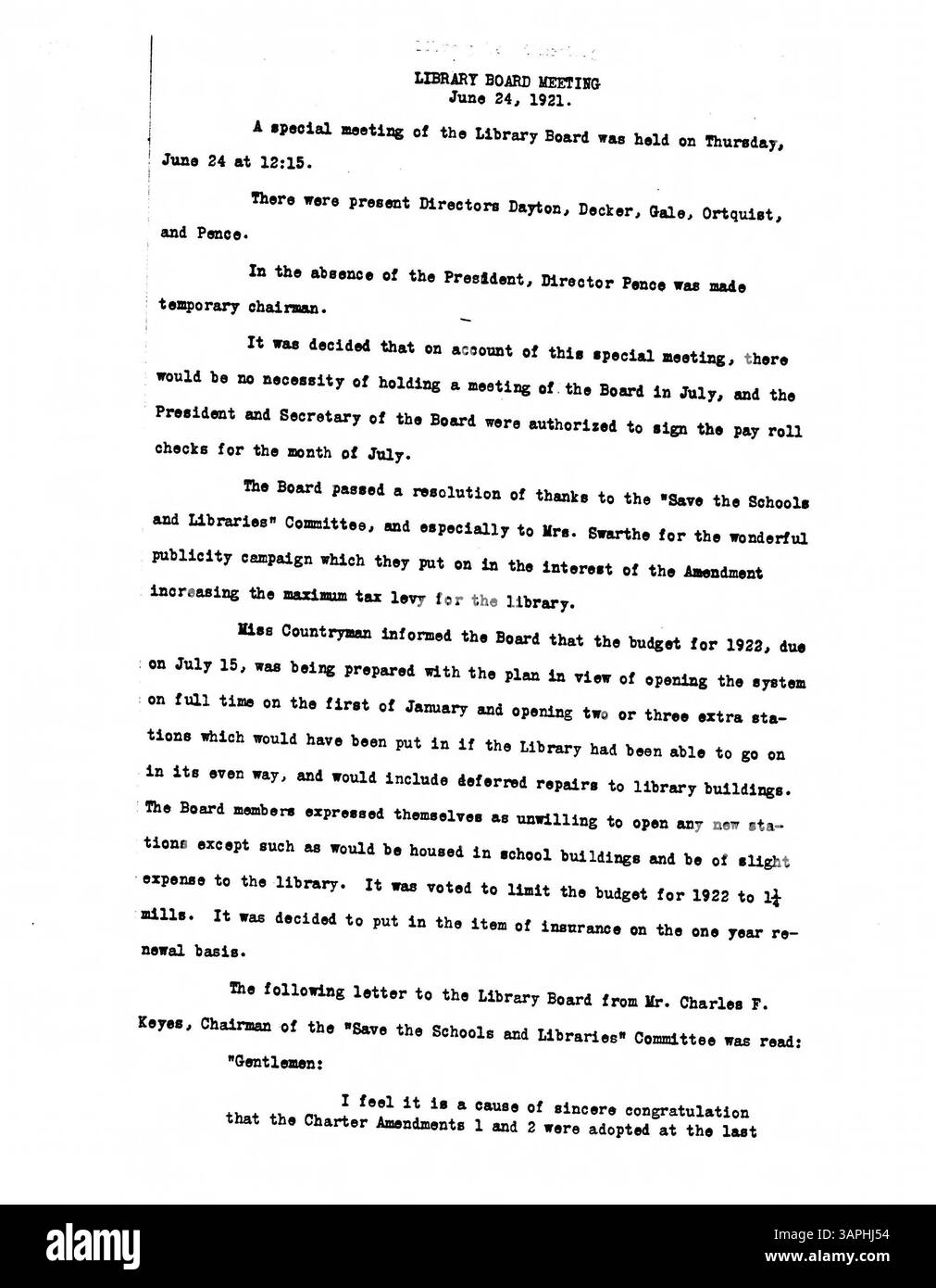 The 1921 meeting minutes of the Minneapolis Public Library Board ...