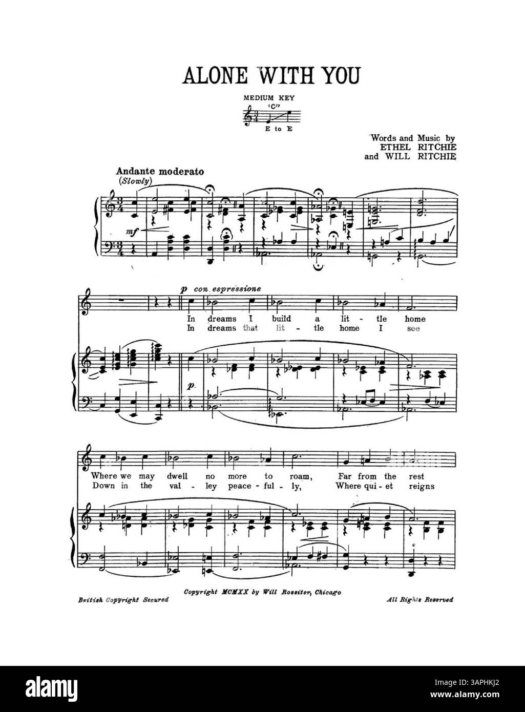 The sheet music for 'Alone With You' includes a musical excerpt from ...
