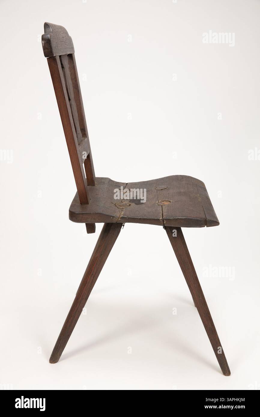 This side chair, crafted in the German Alpine style, features walnut ...
