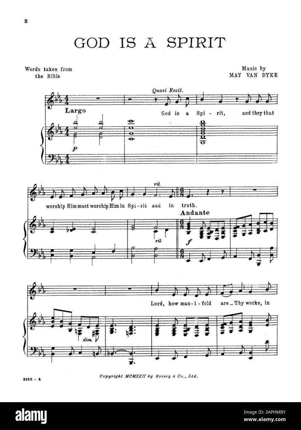 'God is a Spirit' is a sacred song with words taken from the Bible. The ...