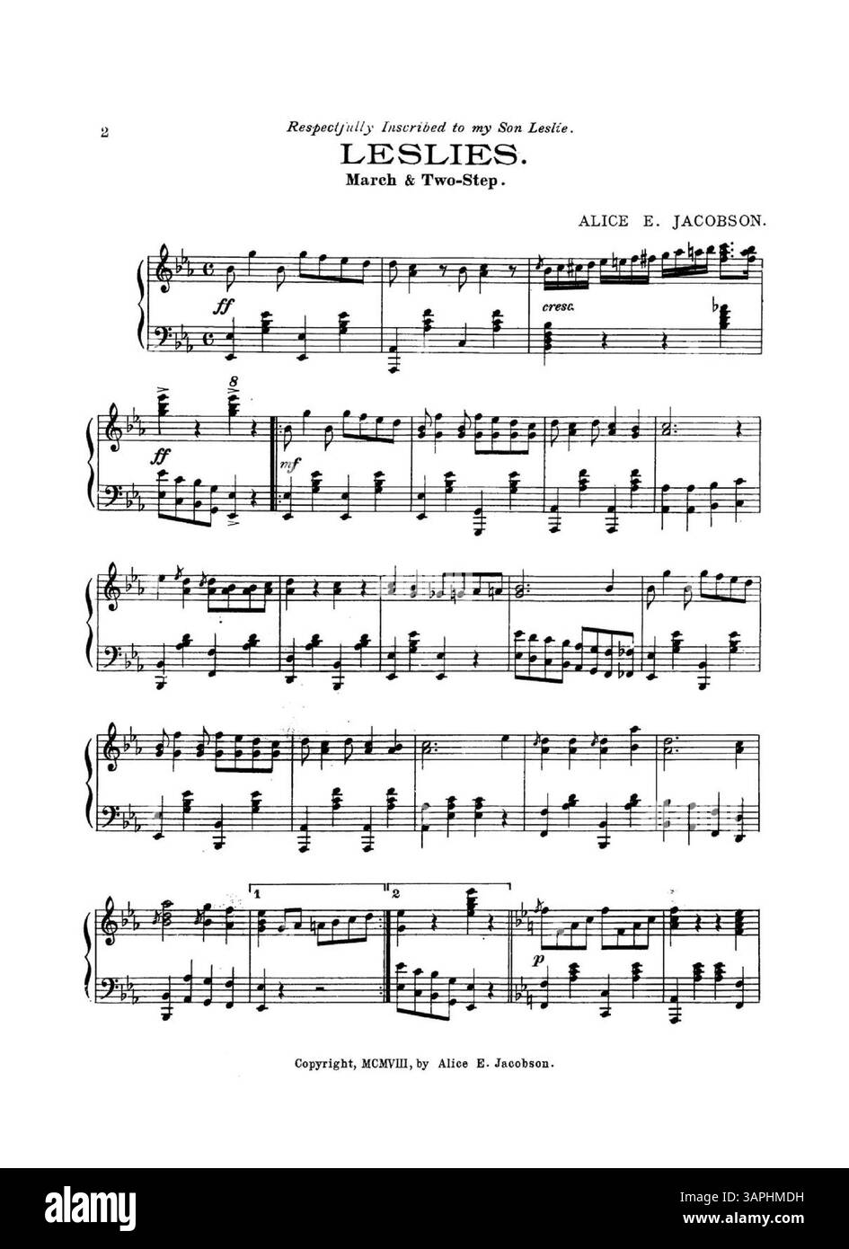 This musical composition, 'Leslie's March and Two Step,' is ...