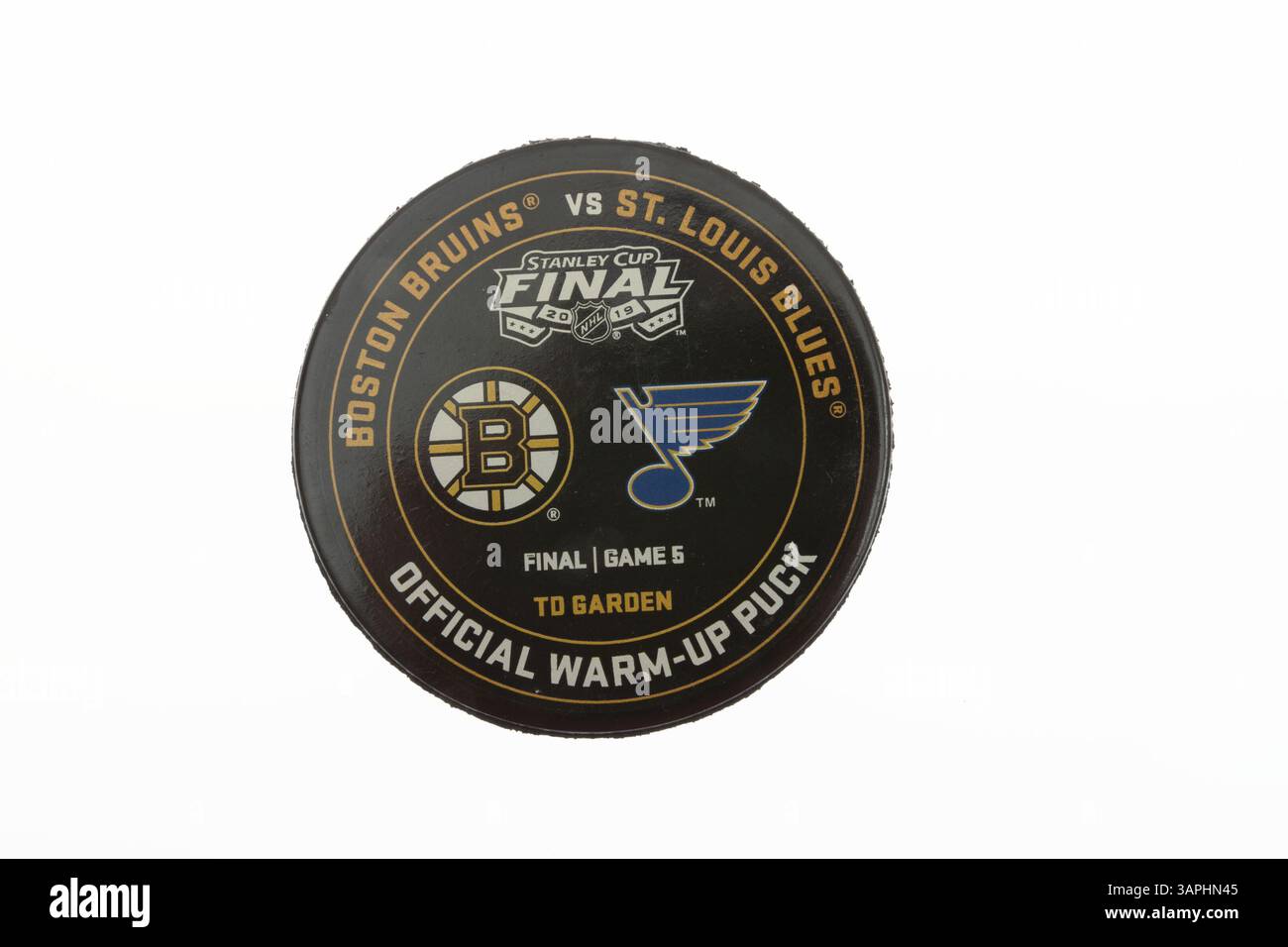 Warm-up puck from Game 5 of the 2019 Stanley Cup Finals in Boston ...