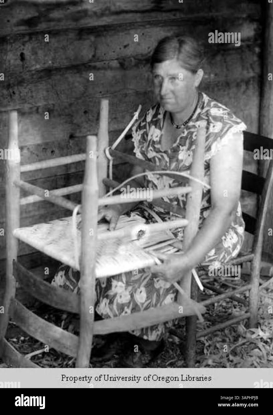 Photograph from the Doris Ulmann collection showing Mary Owenby caning ...