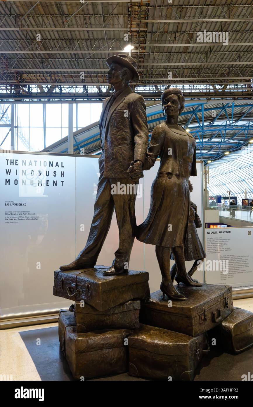 The Windrush Monument at London Waterloo train station Stock Photo - Alamy