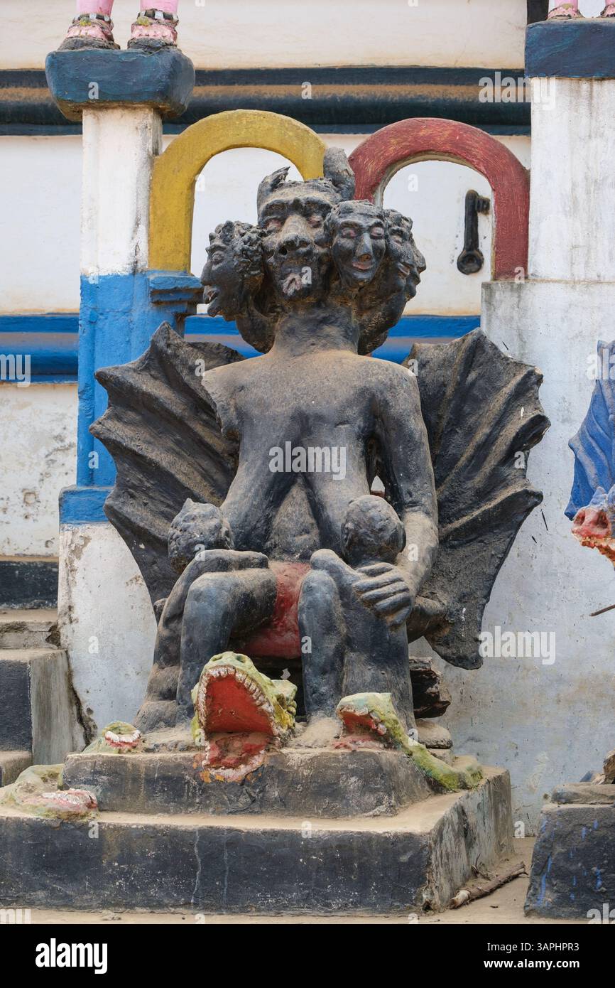 Ghana, Biriwa Beach. A Posuban Statue, part of Posuban Shrine, a ...
