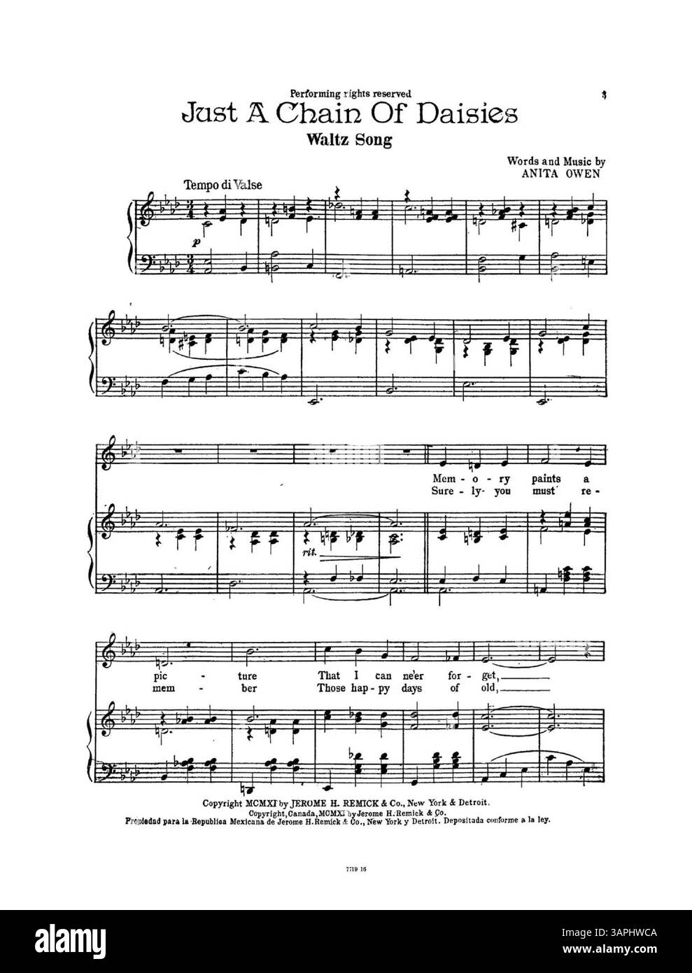 A publication featuring the song 'Just a Chain of Daisies', with full ...