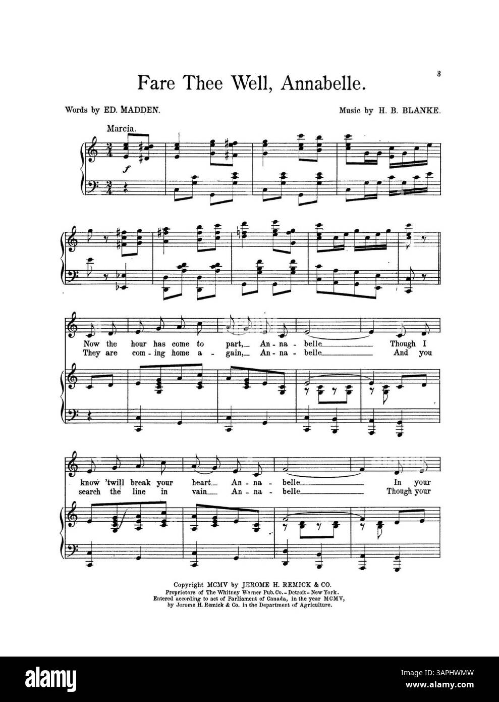 This sheet music for 'Fare Thee Well, Annabelle' includes ...