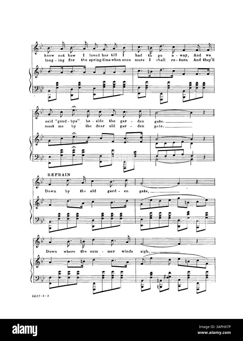 This musical piece features the song 'Down by the Old Garden Gate'. The ...