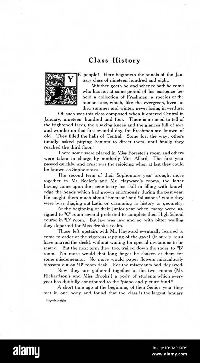 The Central High School Yearbook of 1907 documents key aspects of the ...