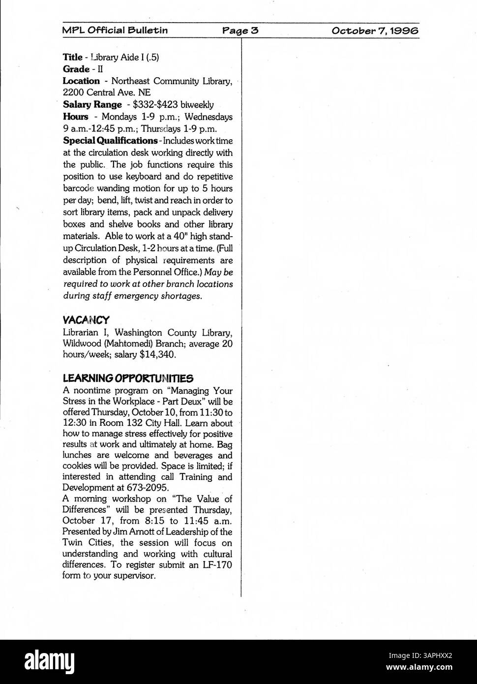 The 1996 edition of the Minneapolis Public Library Official Bulletin ...